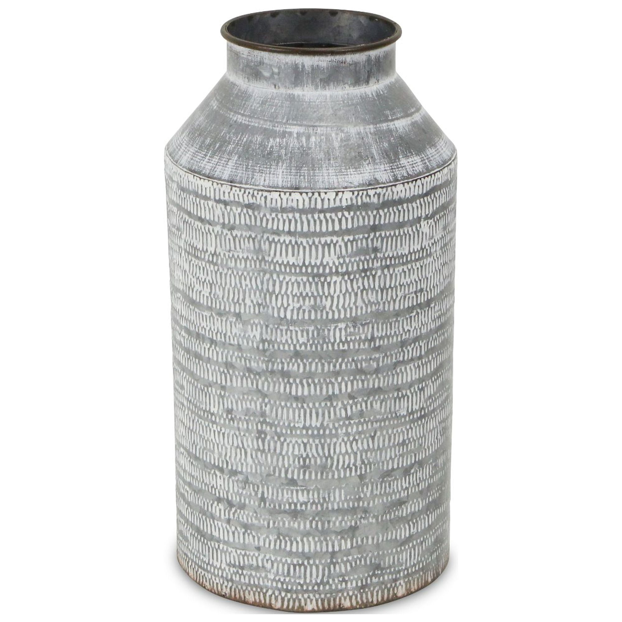 Contemporary Home Living 13" Gray Cylindrical Contemporary Galvanized ...