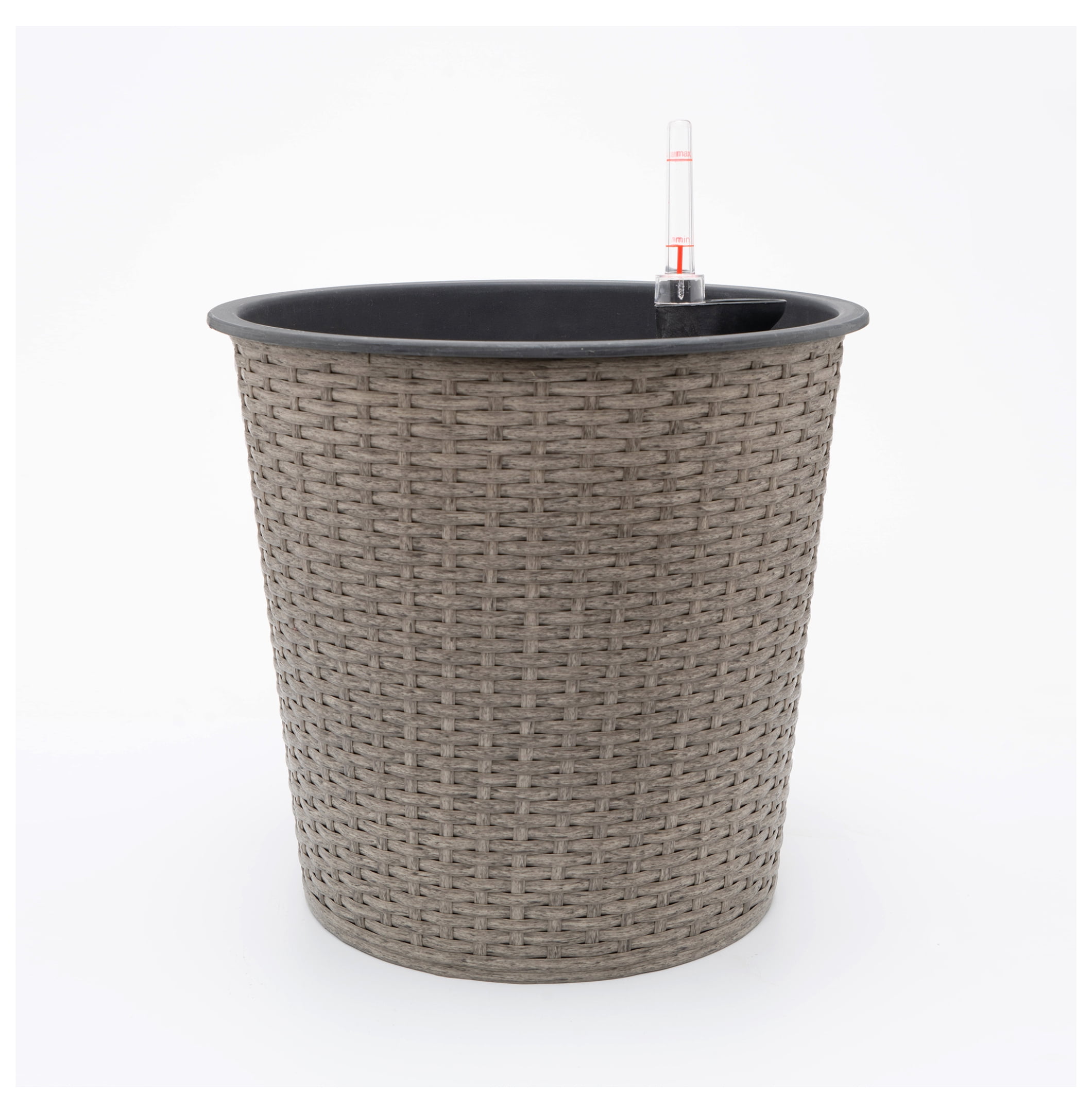13" Gray Wicker Self-Watering Planter - Indoor/Outdoor Plant Pots with ...