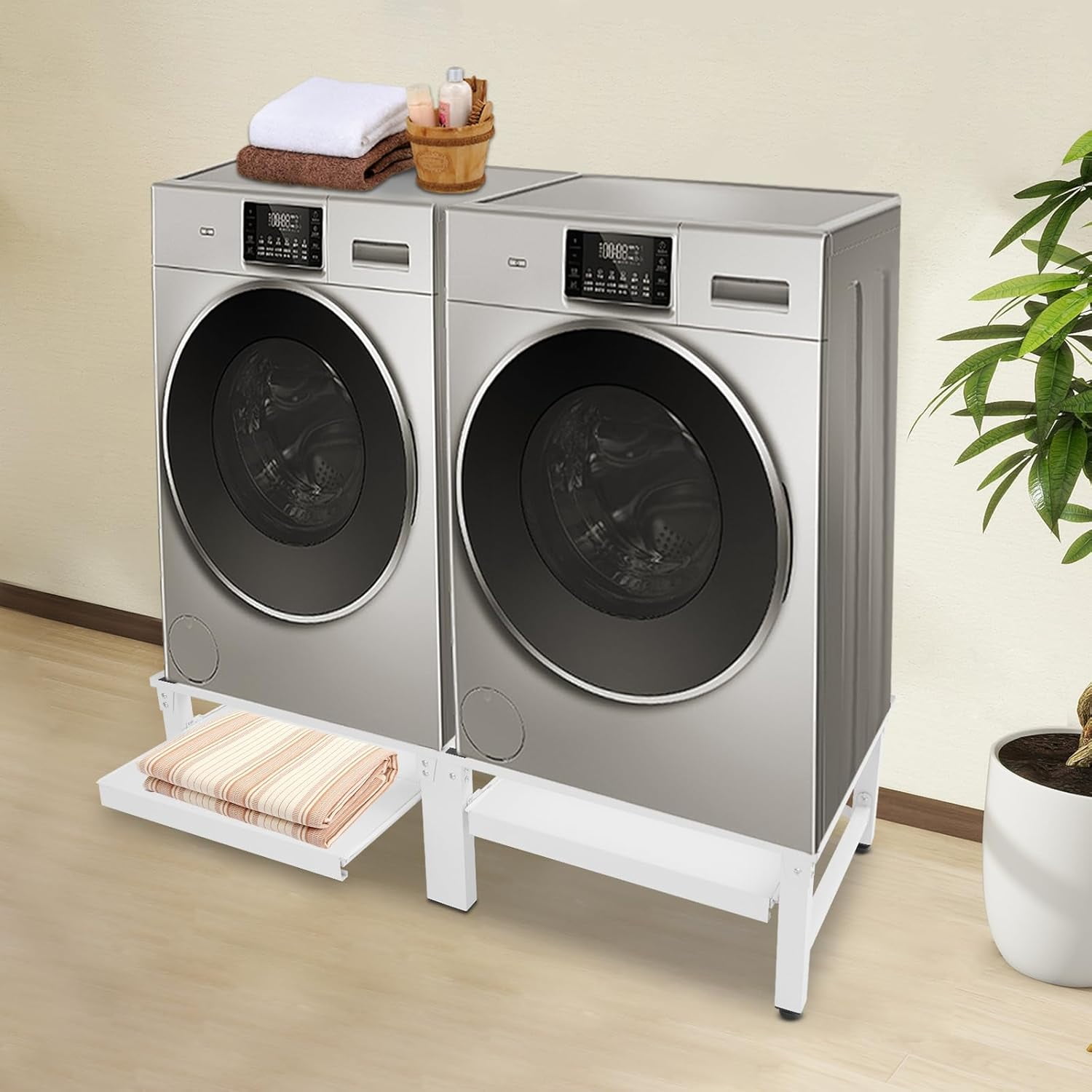 13" Height Laundry Pedestal - White Washer and Dryer Pedestals with ...
