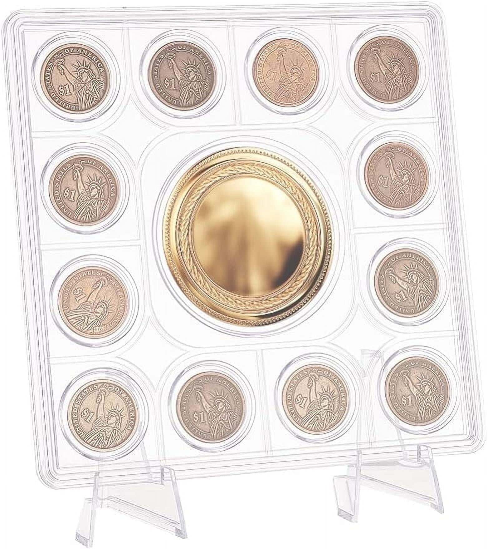 13 Holes Acrylic Coin Display Holder 1.1 inch & 2.7 inch Coins Display ...