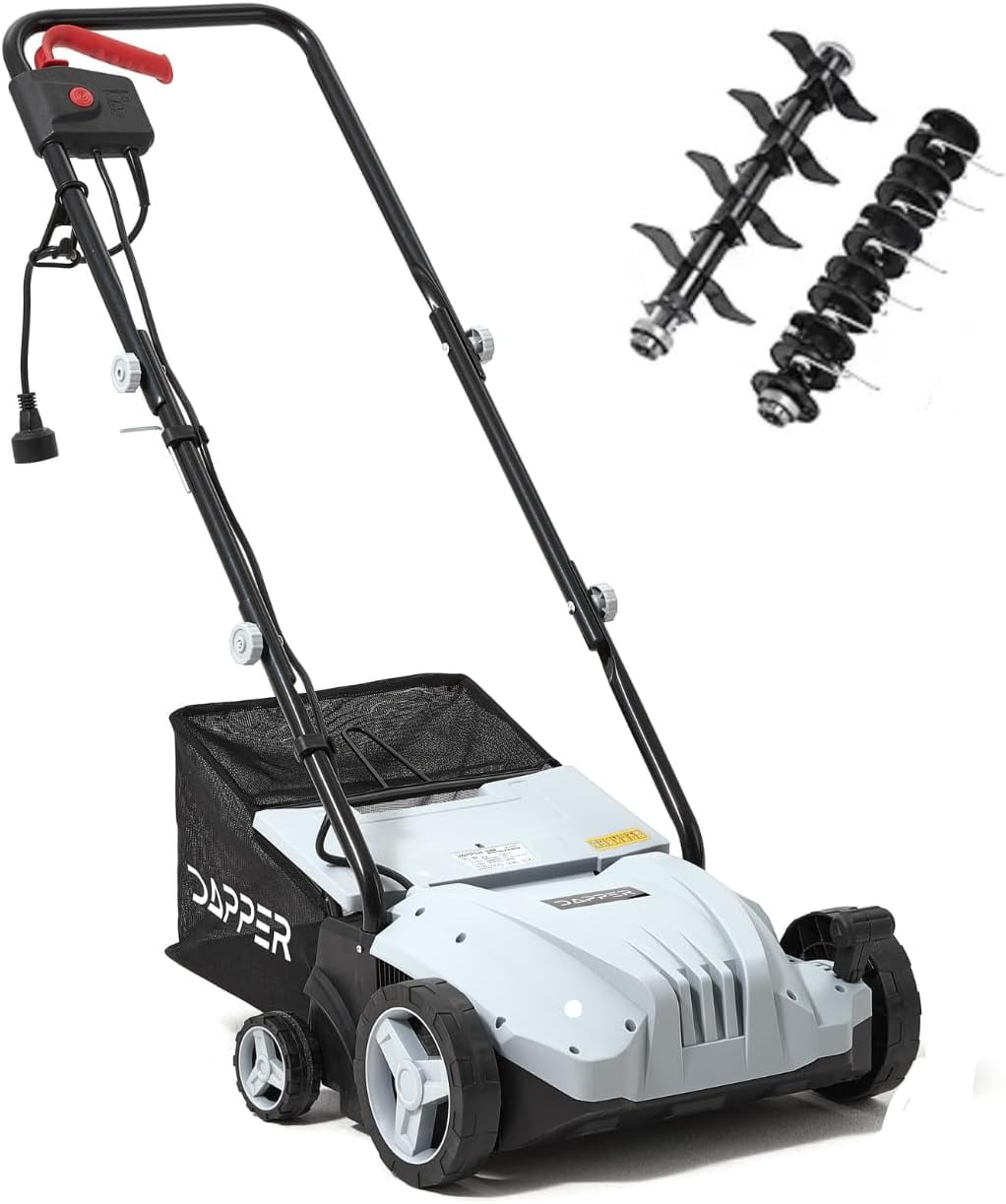 13-Inch 2-in-1 Electric Dethatcher and Scarifier Lawn Dethatcher with 8 ...