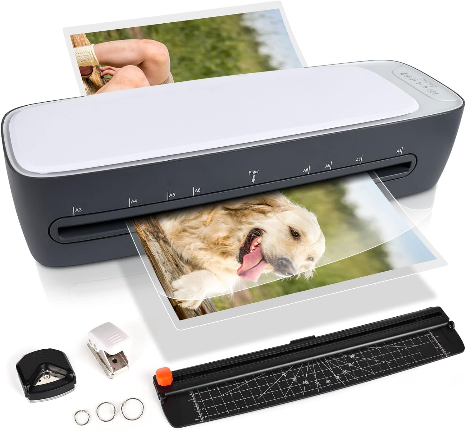 13 Inch A3 Laminator Machine, 9 in 1 Desktop Thermal Never Jam With 40 ...
