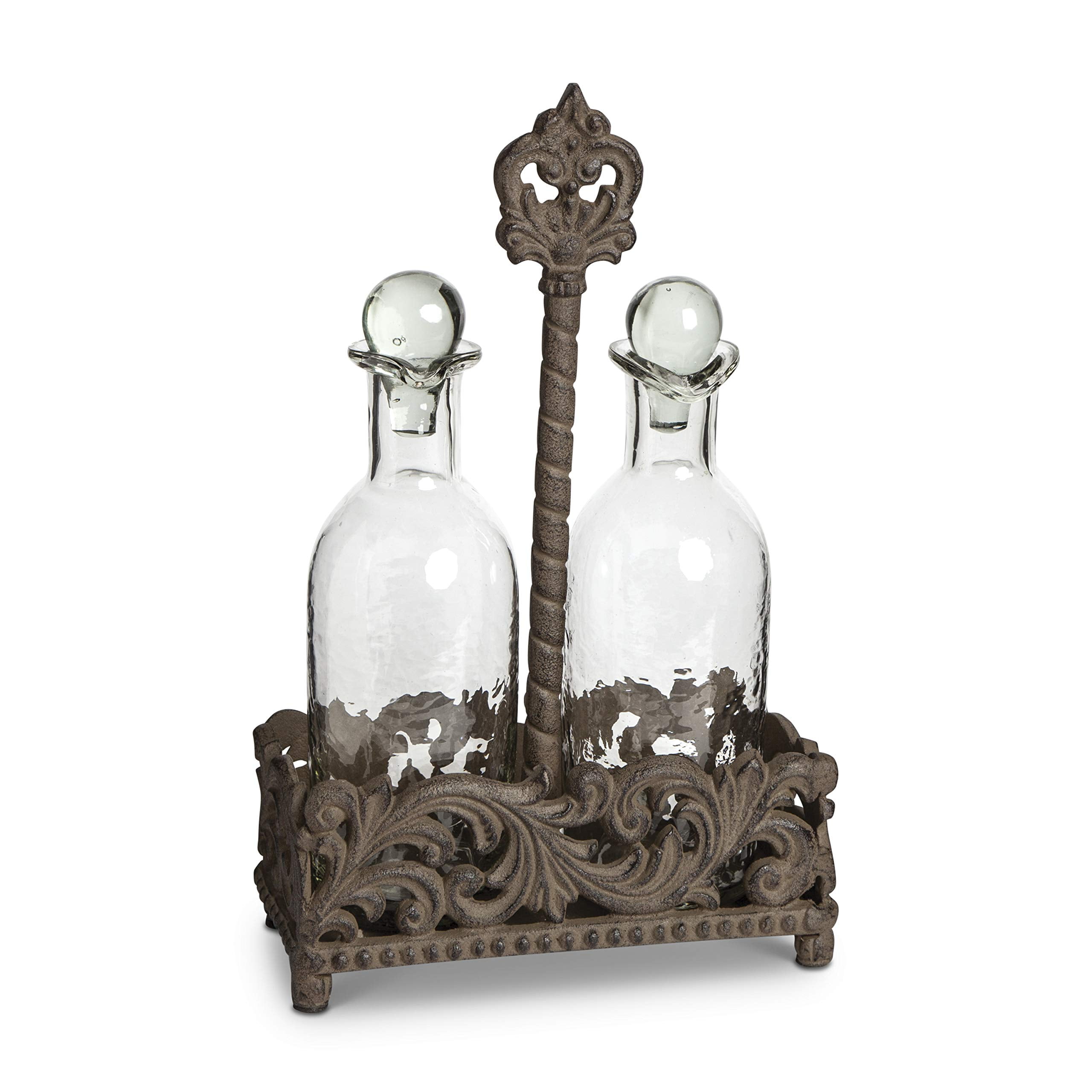 13-Inch Acanthus Metal and Glass Oil and Vinegar Creut Set - Walmart.com