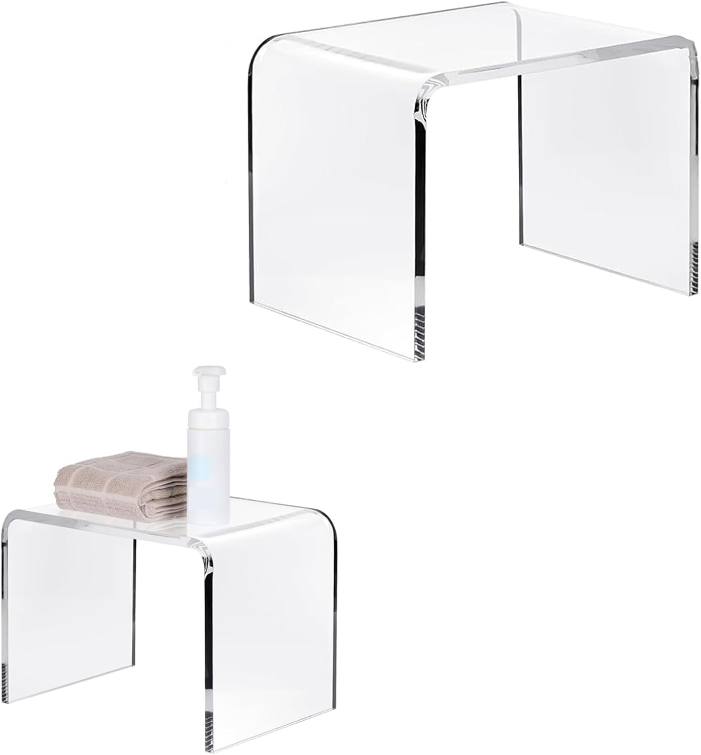 13 Inch Acrylic Shower Bench & Step Stool, 250 LBS Capacity Waterproof ...