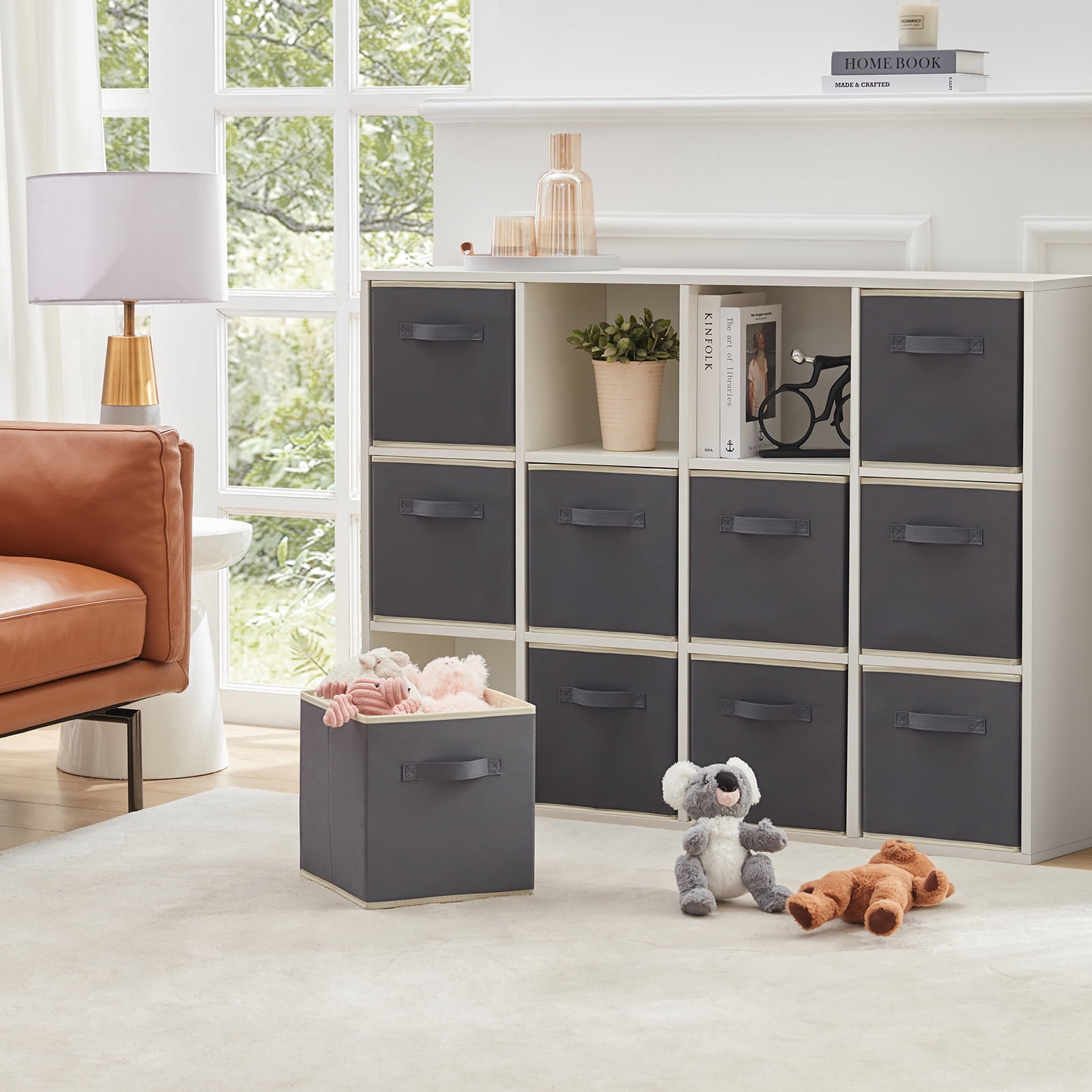 13 Inch Cube Storage Bins, 10 Packs Collapsible Storage Cubes, Foldable ...