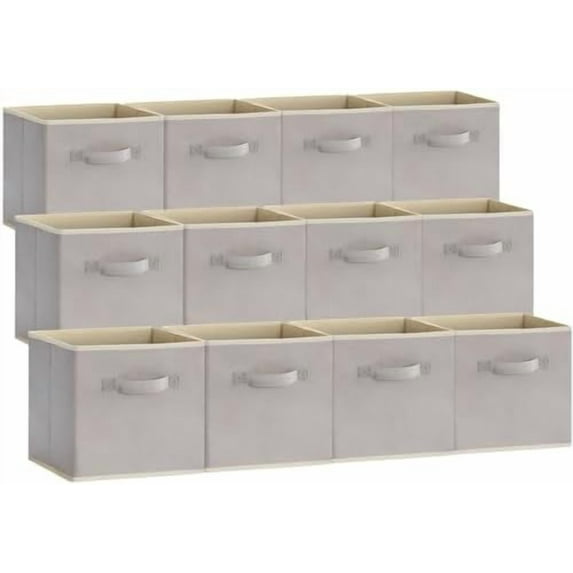 13 Inch Cube Storage Bins, 12 Packs Storage Cubes Foldable Decorative ...