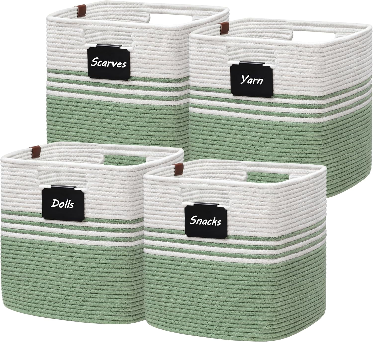 13 Inch Cube Storage Bins with Clips Labels, Shelf Storage Baskets for ...