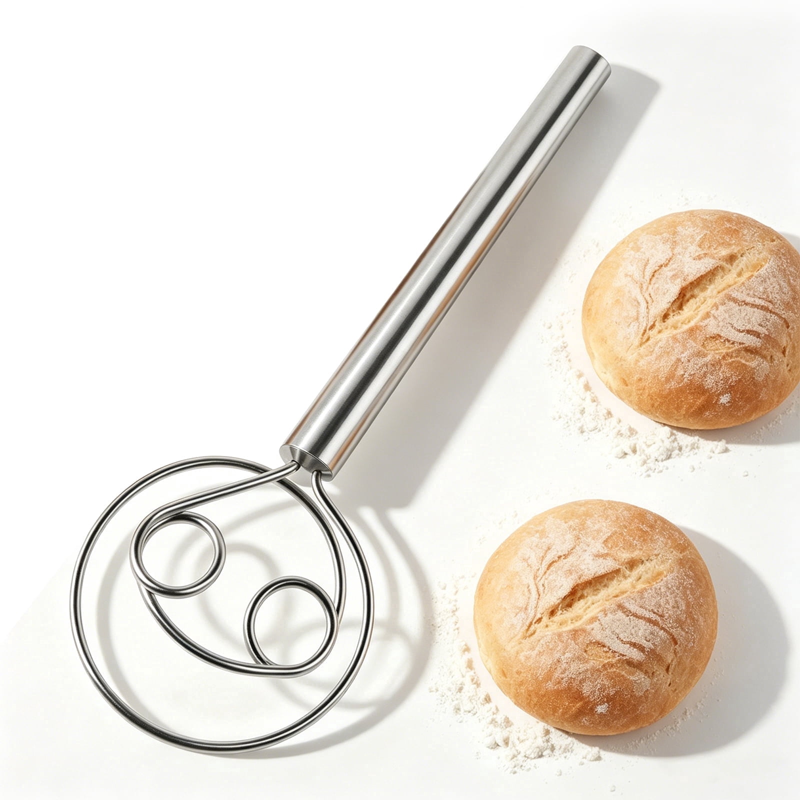 13-Inch Danish Dough Whisk – Stainless Steel Hook for Sourdough, Bread ...