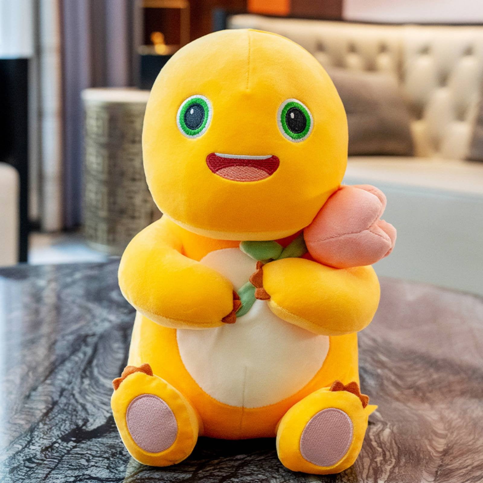 13 Inch Dinosaur Plush Pillow with Flower Cute Dinosaur Stuffed Animal ...