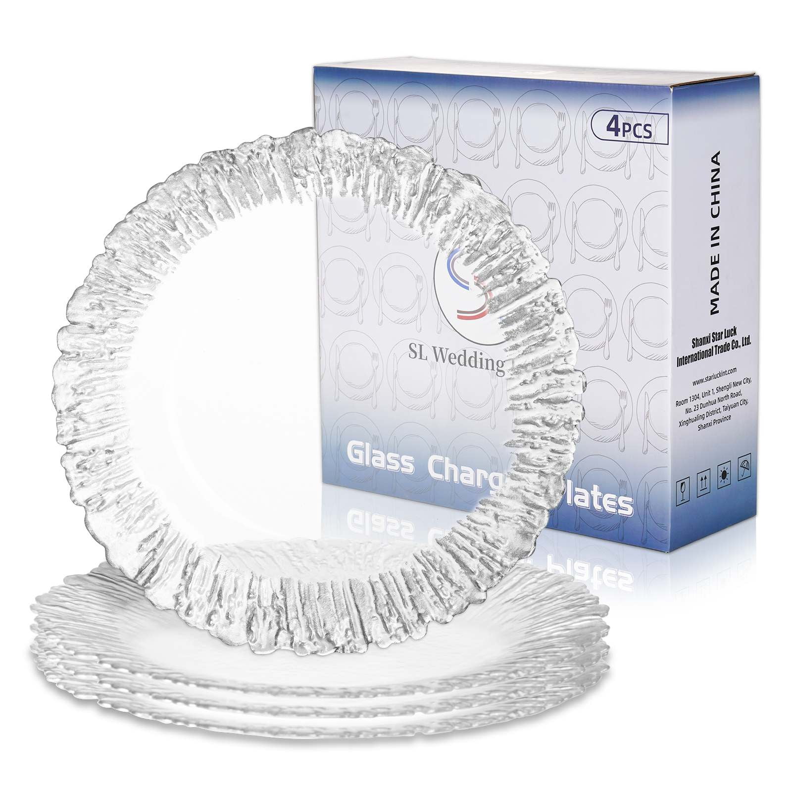 13 Inch Glass Charger Plates Set of 4, Glass Chargers Service Plates ...