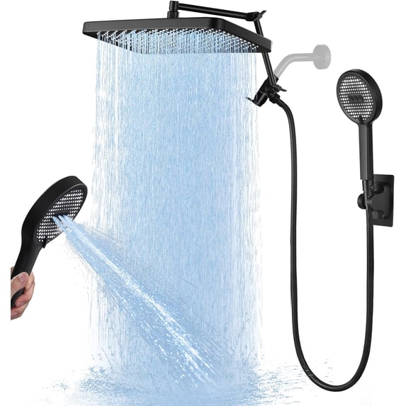 13 Inch High Rain Shower with Handheld Combo, Wide Rainfall Showerhead ...