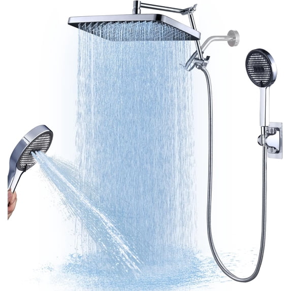13 Inch High Rain Shower with Handheld Combo, Wide Rainfall Showerhead ...