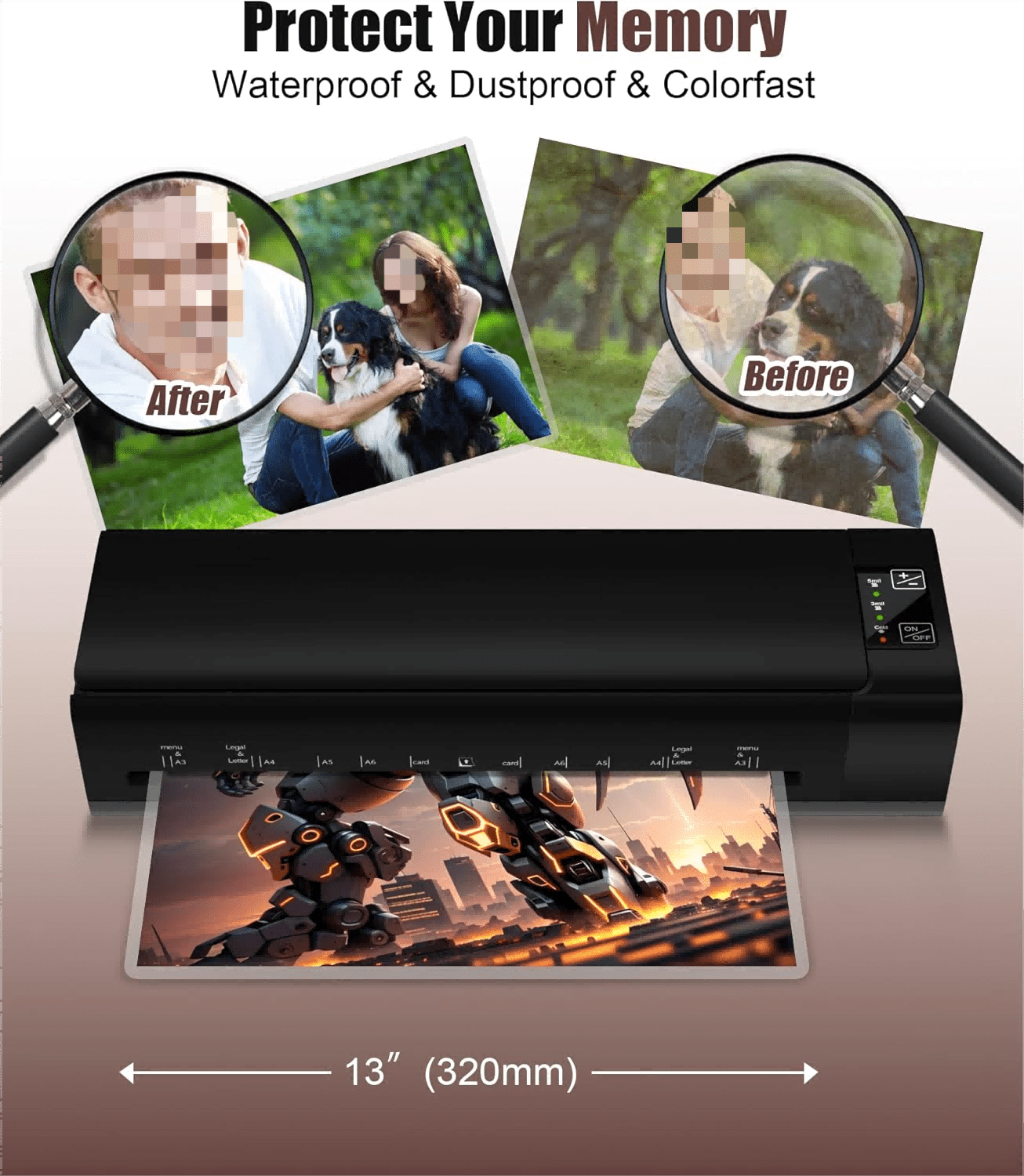 13 Inch Laminator Machine, A-3 9-in-1 Thermal Laminator with Sheets for ...