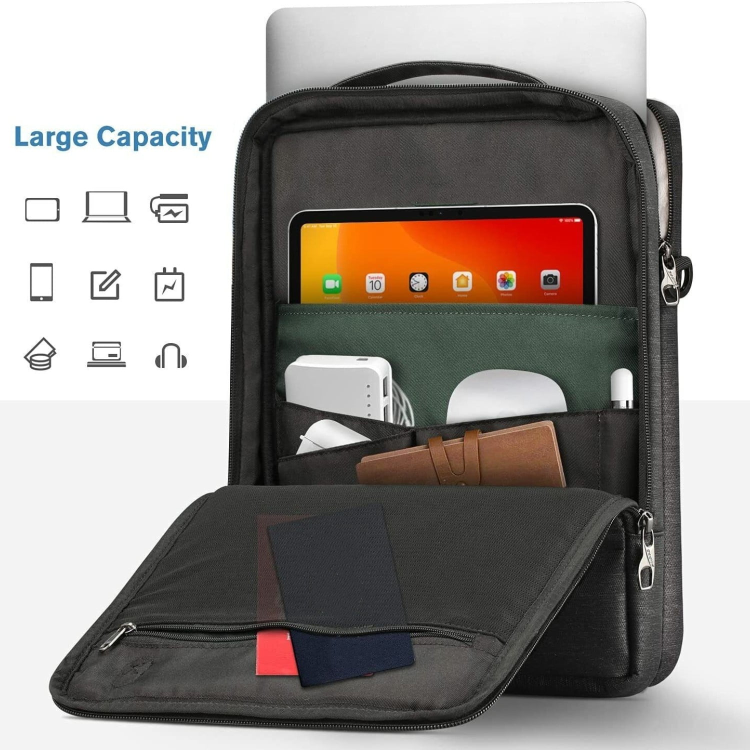 13 Inch Laptop Bag, Travel Business Briefcase, Water-Repellent Shoulder ...