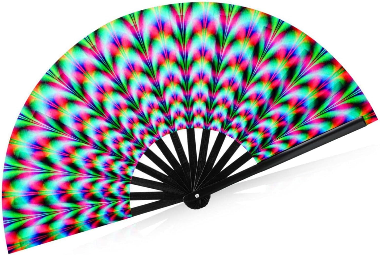 13 Inch Large Rave Fan Bamboo Clack Folding Hand Fan for Men Women ...