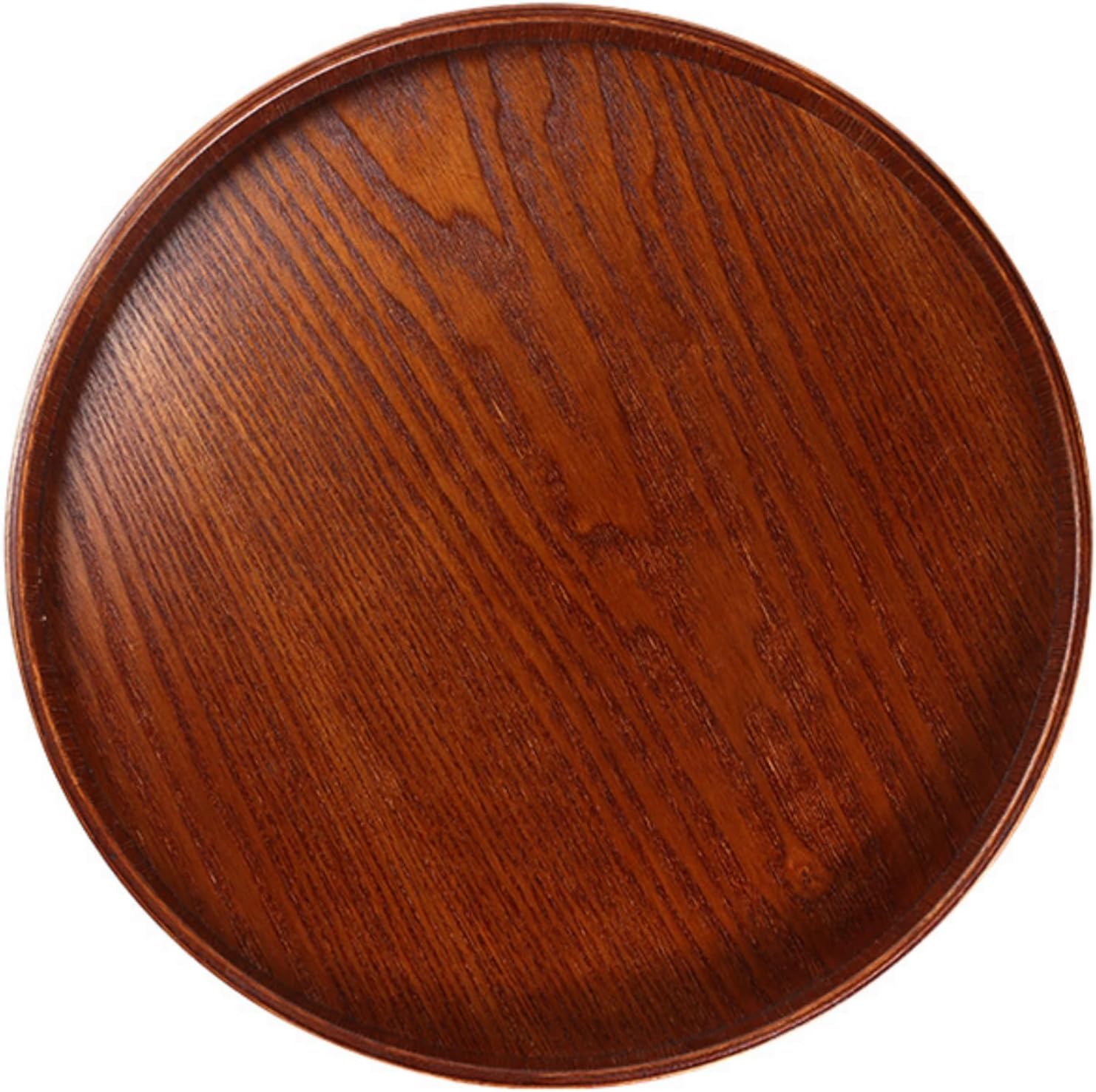 13 Inch Large Round Walnut Wood Serving Tray - Classic Table Tray with ...