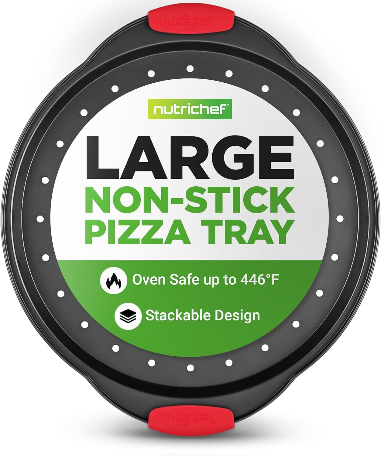 13-Inch Nonstick Pizza Tray - Round Carbon Steel Non-Stick Pizza Pan ...