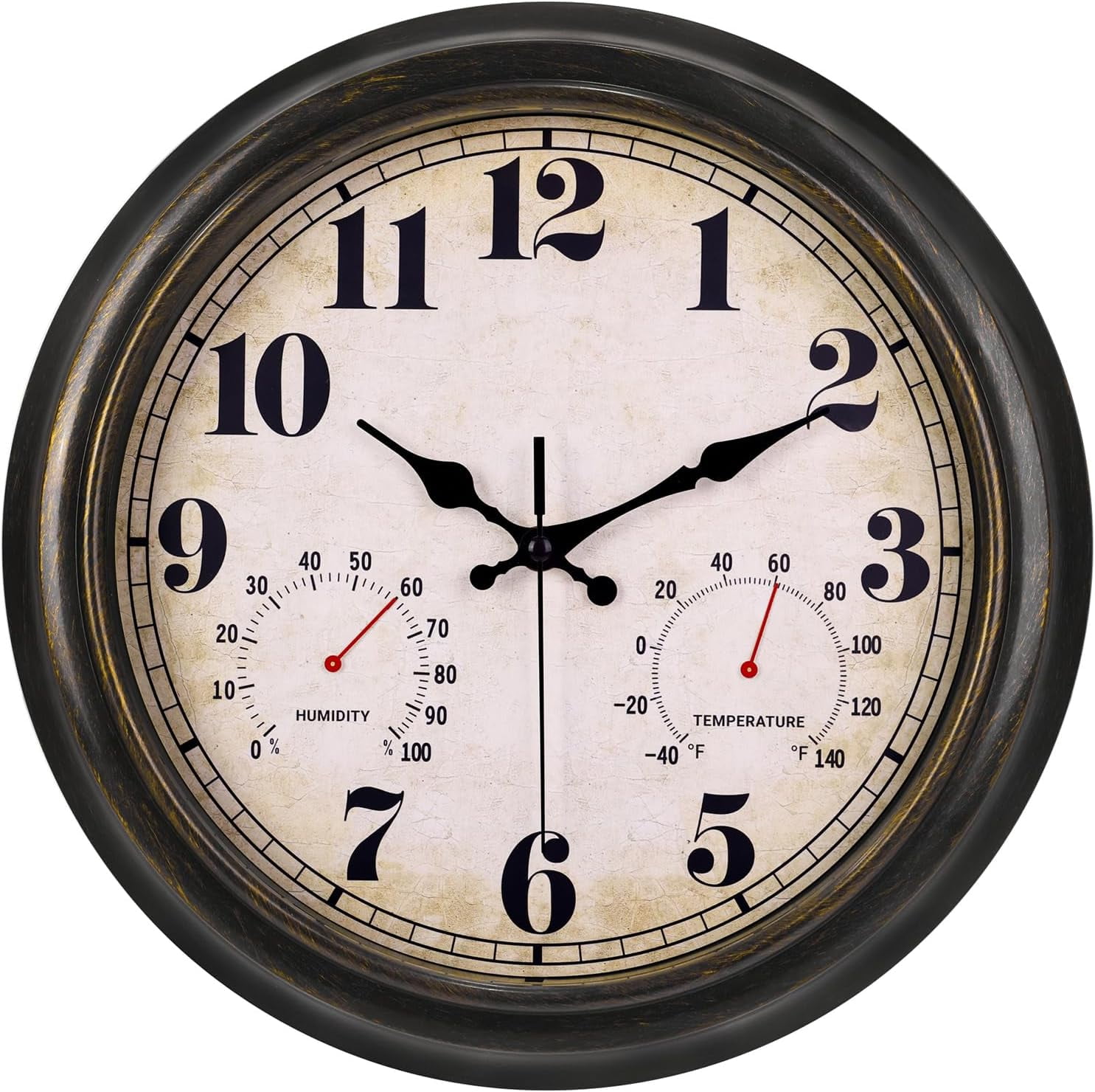 13 Inch Outdoor Clock with Thermometer and Hygrometer, Waterproof and ...