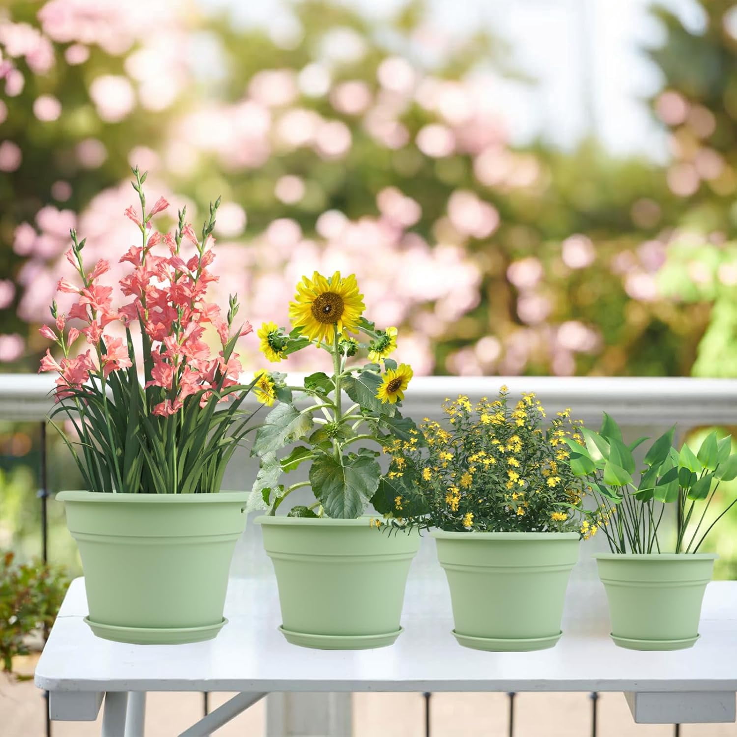 13 Inch Plastic-Flower-Pot-for-Indoor-Plants, 4 Pack Large Outdoor ...