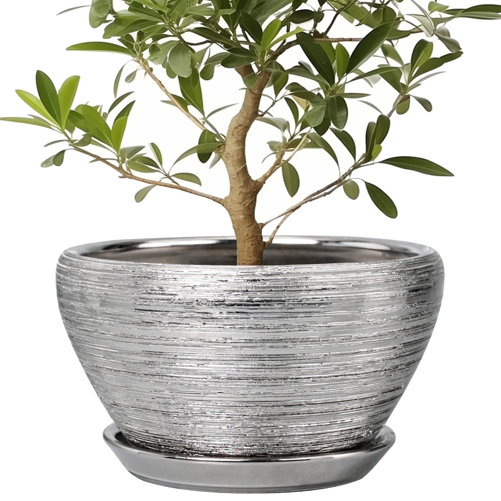 Ordivic 13 inch Silver Extra Large Ceramic Planter with Drainage ...