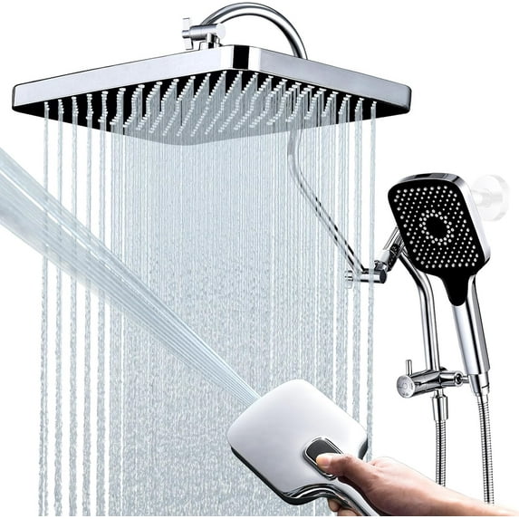 13 Inch Rainfall Shower with Multi-Function Handheld Sprayer Combo, 3 ...