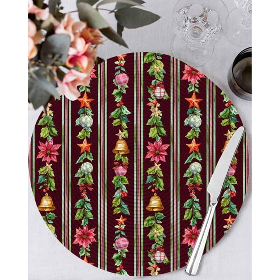 13 Inch Round Placemats Set of 4, Merry Christmas Non Slip Heat ...