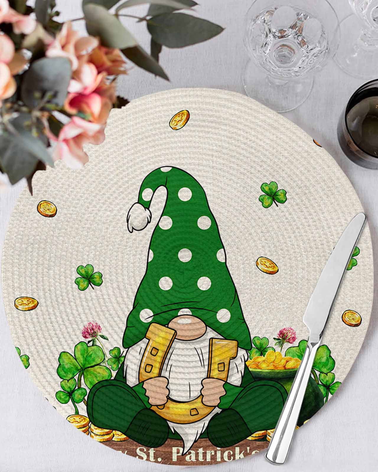 13 Inch Round Placemats Set of 4, St. Patrick's Day Non Slip Heat ...