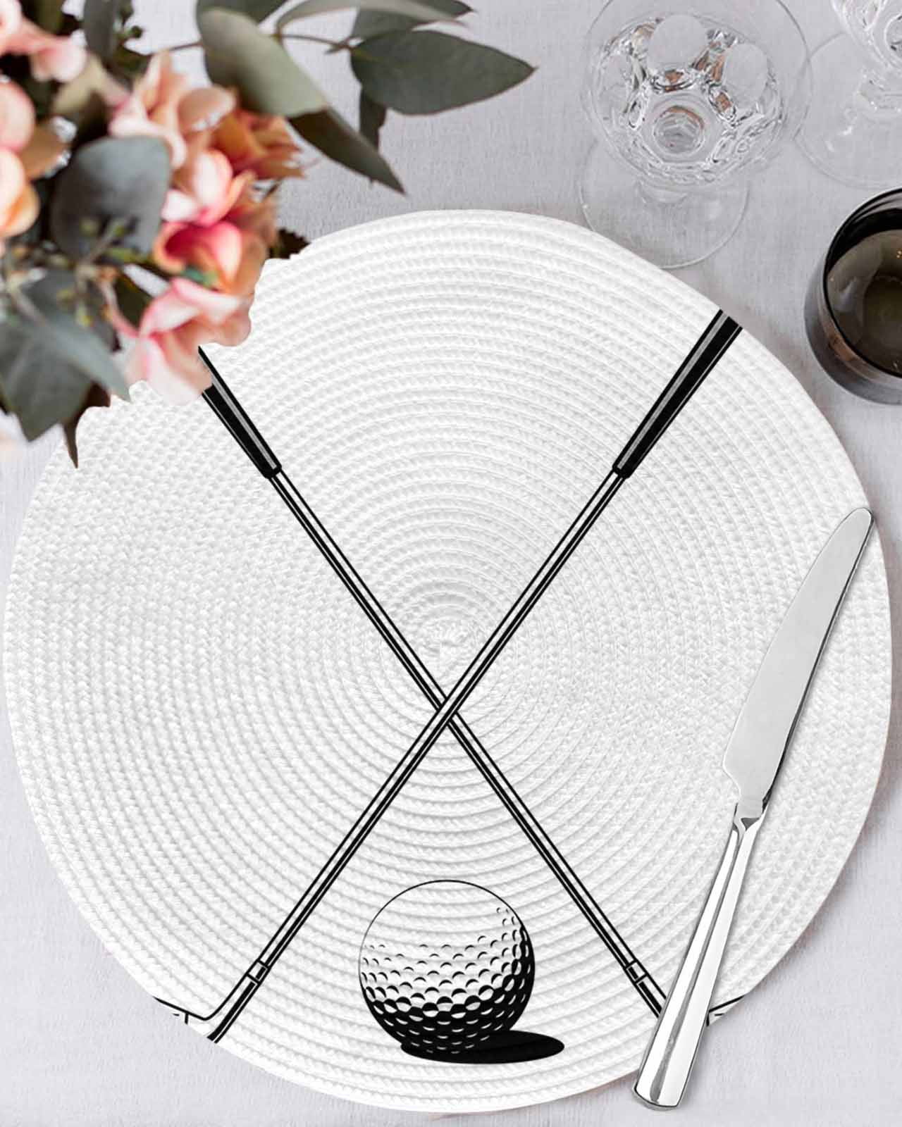 13 Inch Round Placemats Set of 6, Golf Ball Non Slip Heat Insulation PP ...