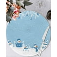 13 Inch Round Placemats Set of 6, Light Blue Snowman Christmas Non Slip ...