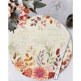 13 Inch Round Placemats Set of 6, Red Orange Floral Fall Non Slip Heat ...