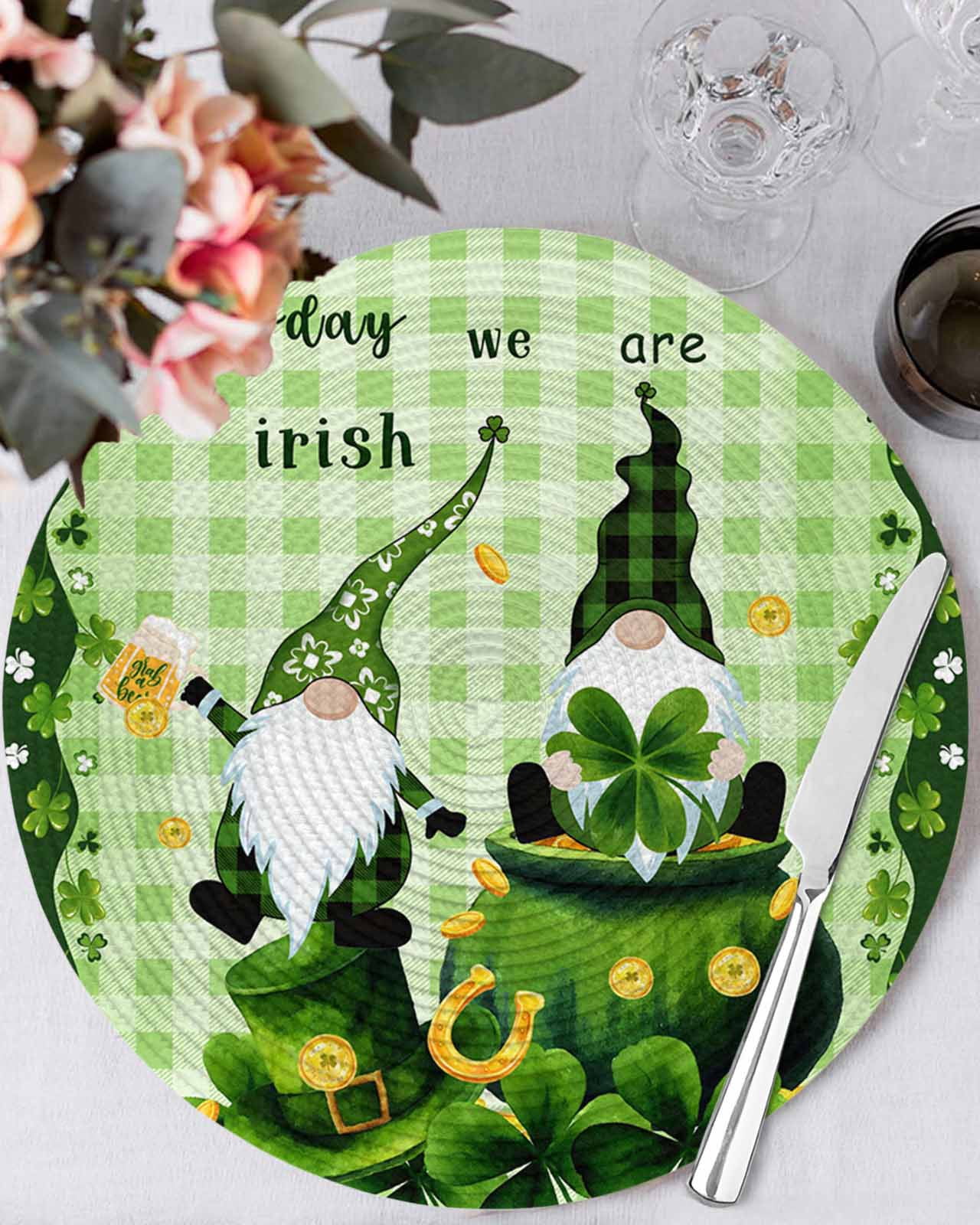 13 Inch Round Placemats Set of 6, St. Patrick's Day Non Slip Heat ...
