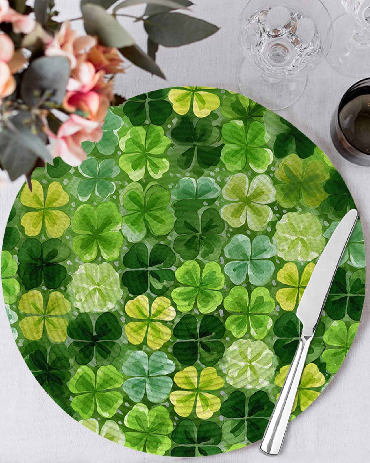 13 Inch Round Placemats Set of 6, St. Patrick's Day Non Slip Heat ...
