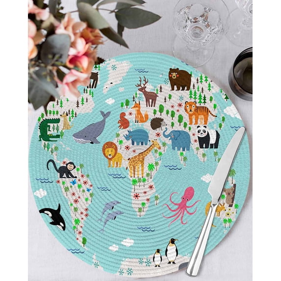 13 Inch Round Placemats Set of 6, Turquoise Ocean Non Slip Heat ...