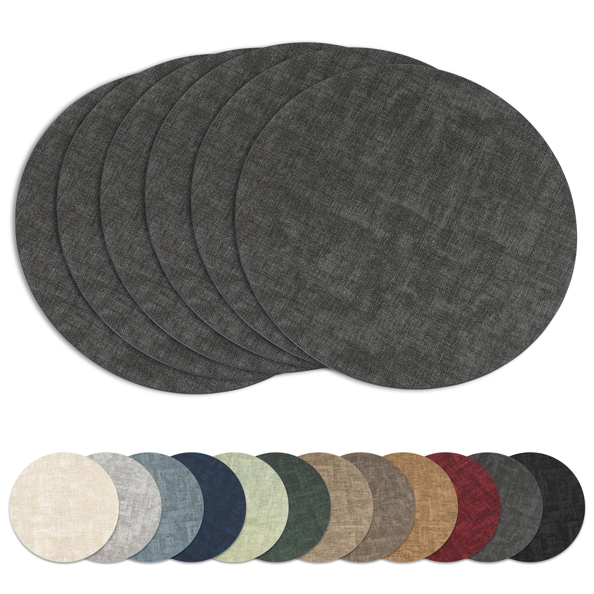 13 Inch Round Vinyl Table Place Mats Deep Gray 6 Count Indoor Outdoor ...