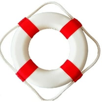 Ebros Cast Iron Lifeguard Life Ring Buoy White & Red Stripes Wall Hook ...