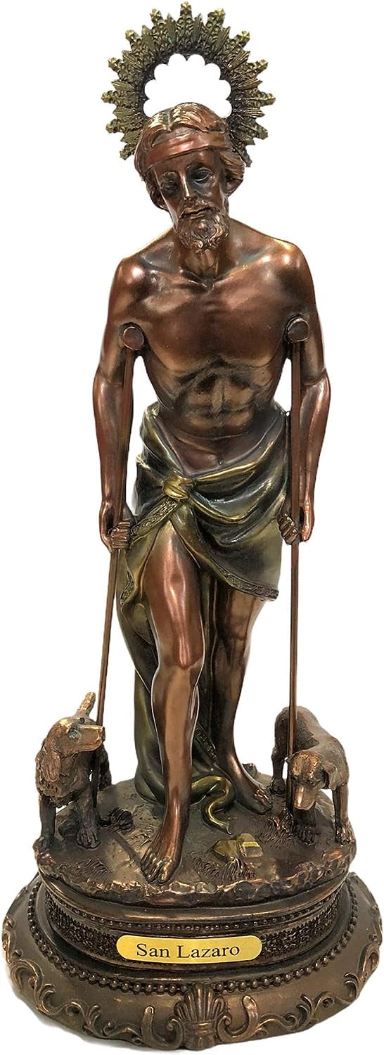 13" Inch Saint Lazarus Bronze Color Statue, San Lazaro Religious ...