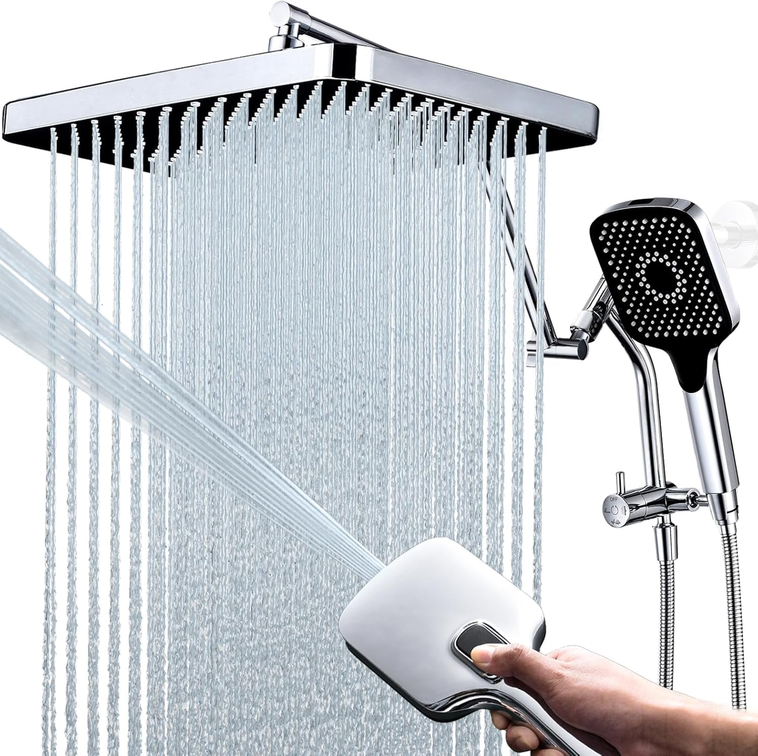 13-Inch Shower Heads with Multi-Function Handheld Sprayer Combo, 3-Way ...