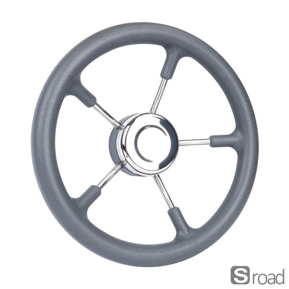 13 Inch Stainless Steel Boat Steering Wheel, 5-Spoke Destroyer Style ...