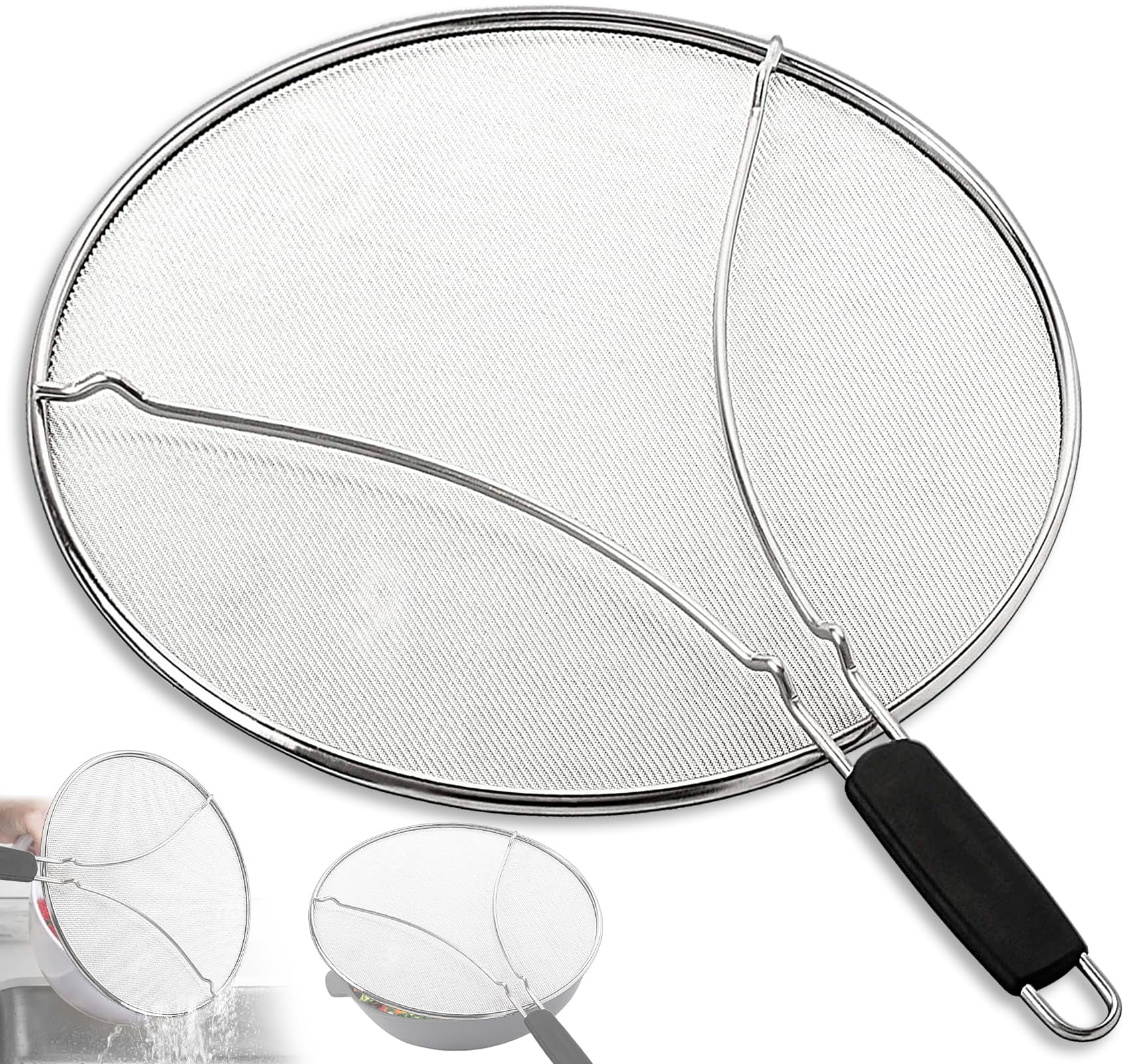 13 Inch Stainless Steel Splatter Guard, Oil Splash Protector for Frying ...