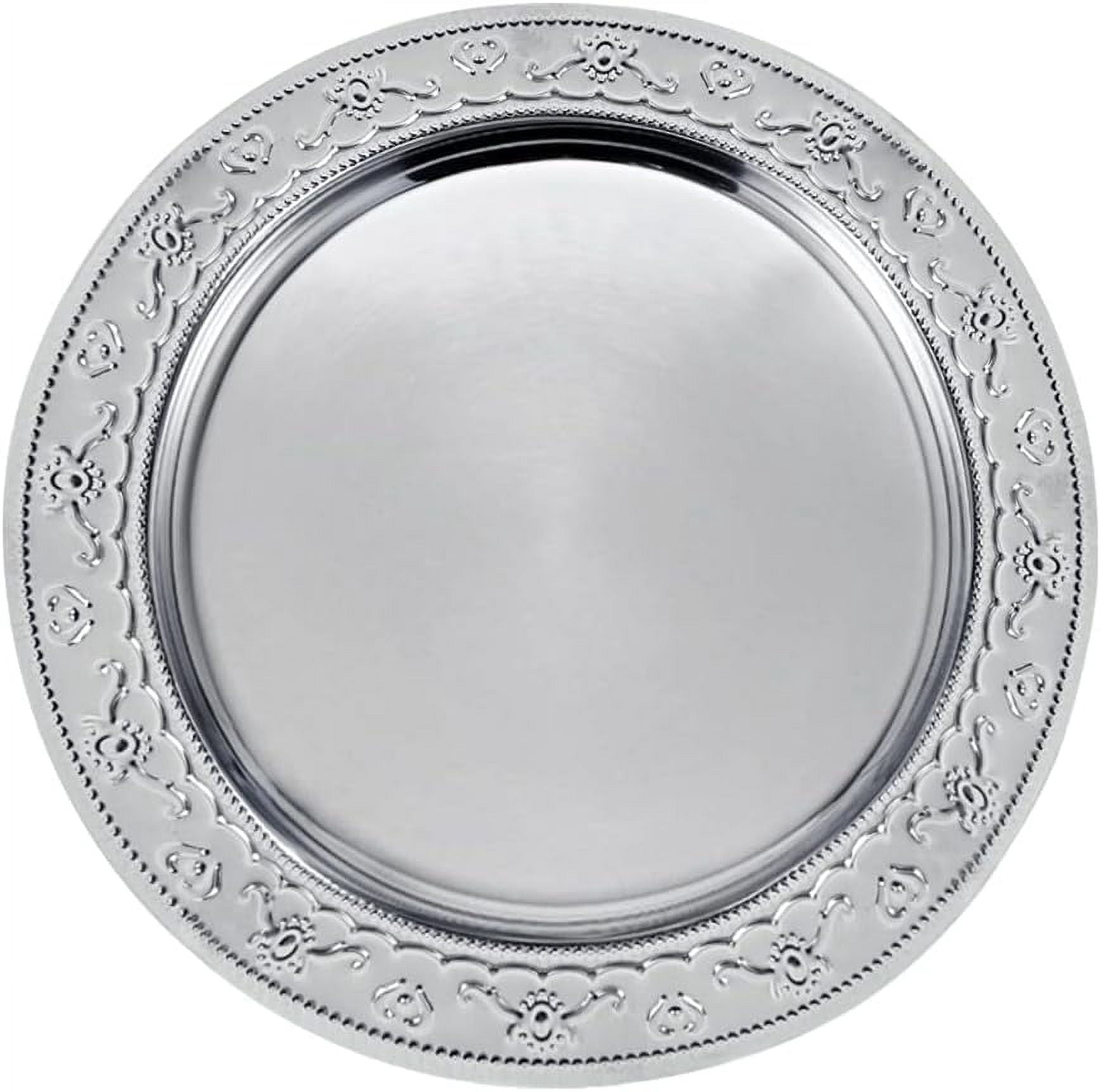 13-Inch Stainless Steel Twist Pattern Charger Plates, 6 Pcs Silver ...