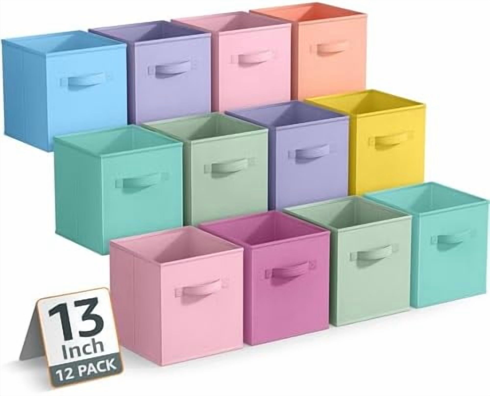 13 Inch Storage Bins - Sturdy Collapsible Fabric Storage Cubes with ...