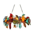 13 Inch Tiffany Style Glass Window Panel with Birds Design, Multicolor ...