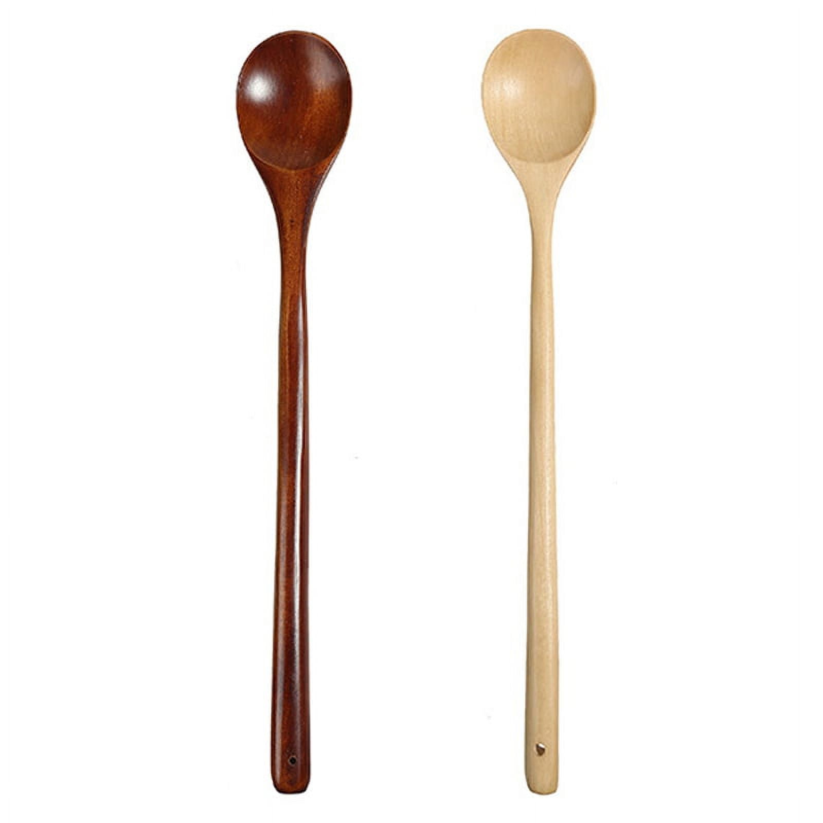 13 Inch Wooden Spoons for Cooking - Set of 2 Long Handle Wooden Spoon ...