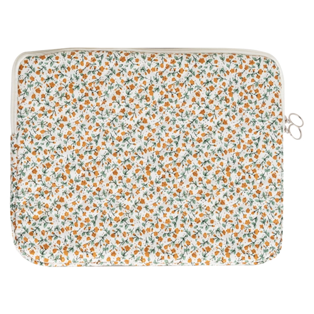 13 Inch Yellow Floral Cotton Laptop Sleeve, Quilted Notebook Protective ...
