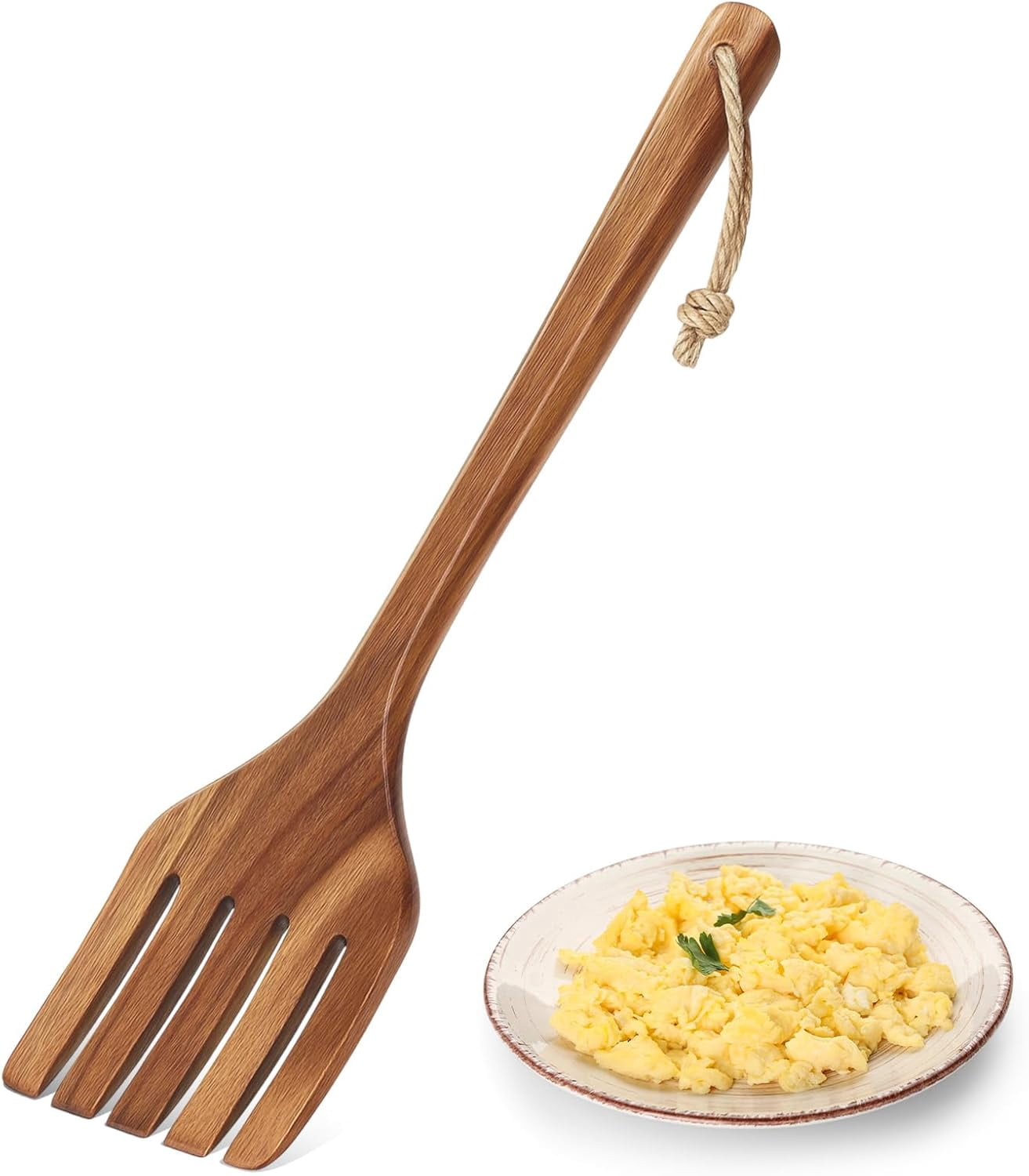 13 Inches Acacia Wooden Forks for Cooking Kitchen Baking Tool Five ...