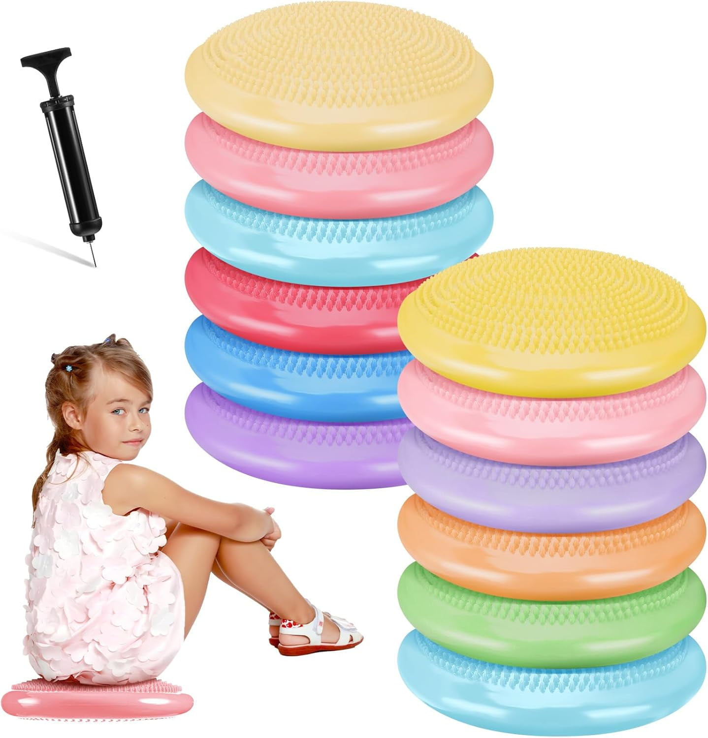 13 Inflated Wobble Cushion Pump Wiggle Seat for Sensory Kids Flexible ...