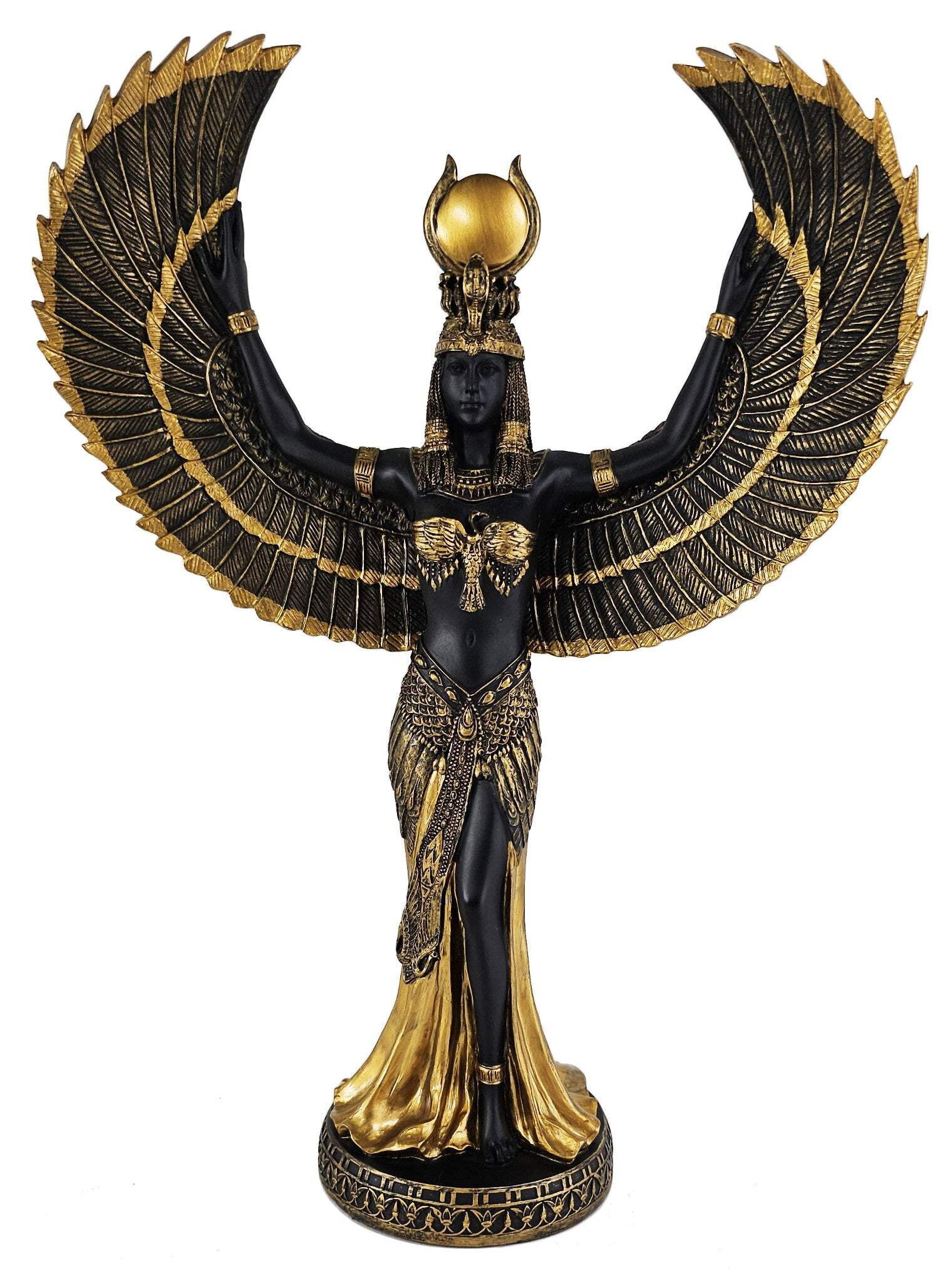 13" Isis Egyptian Goddess of Magic and Love Statue Black and Gold Color ...