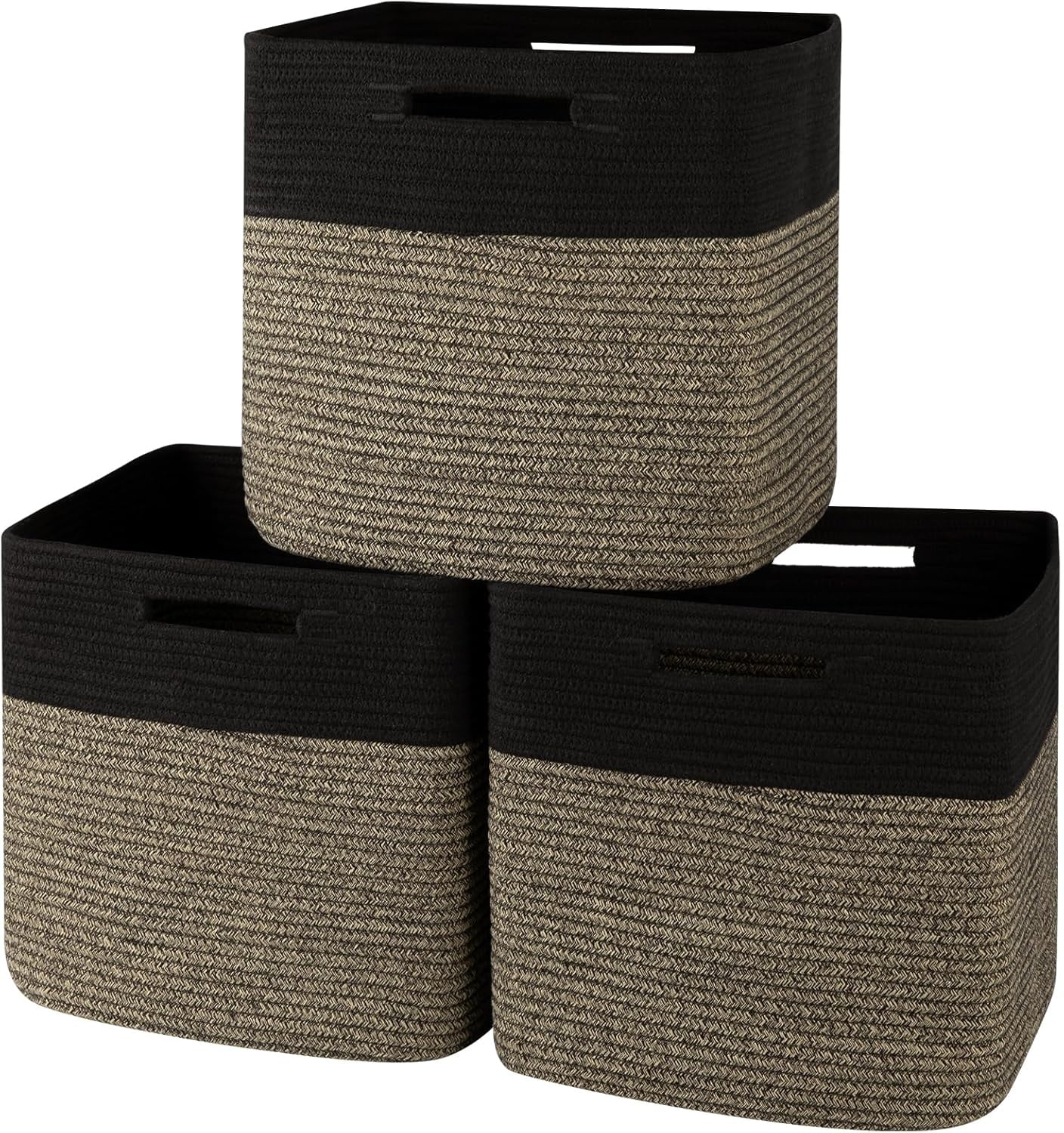 13 Kallax Inch Cube Storage Bins, 3-Pack Cotton Rope Woven Baskets for ...