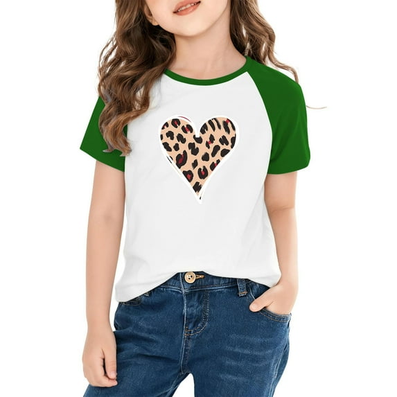 13 Kid Girl Boy Tops Shirts Kids Valentine Raglan Sleeve Tee - Short ...