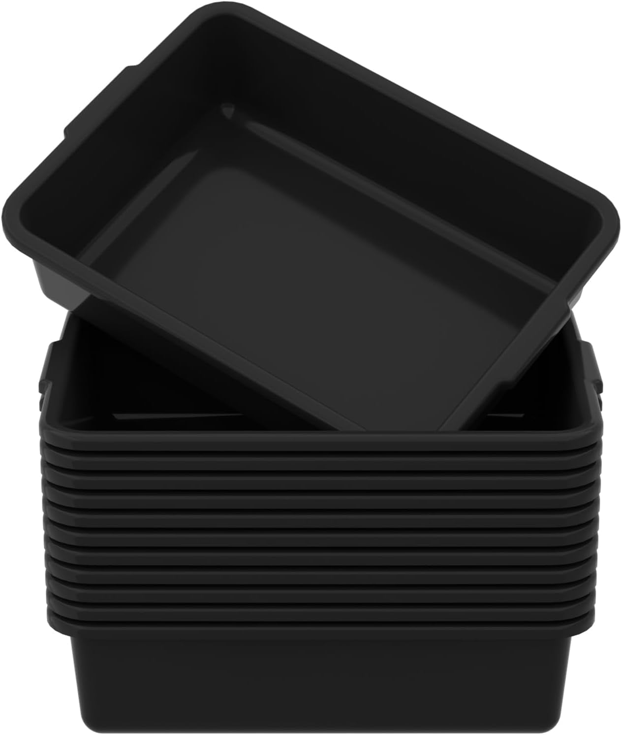 13 L Plastic Commercial Bus Box, 12-Pack Bus Bins for Restaurant, Black ...